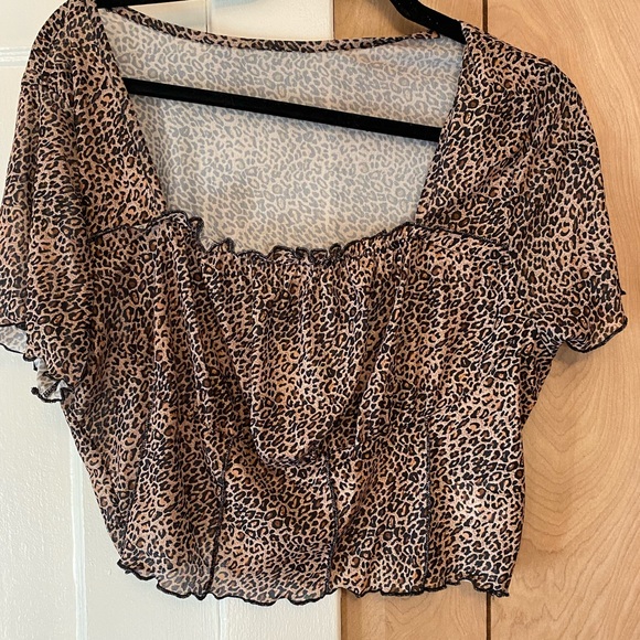 SHEIN | Tops | Leopard Print Crop Top | Poshmark